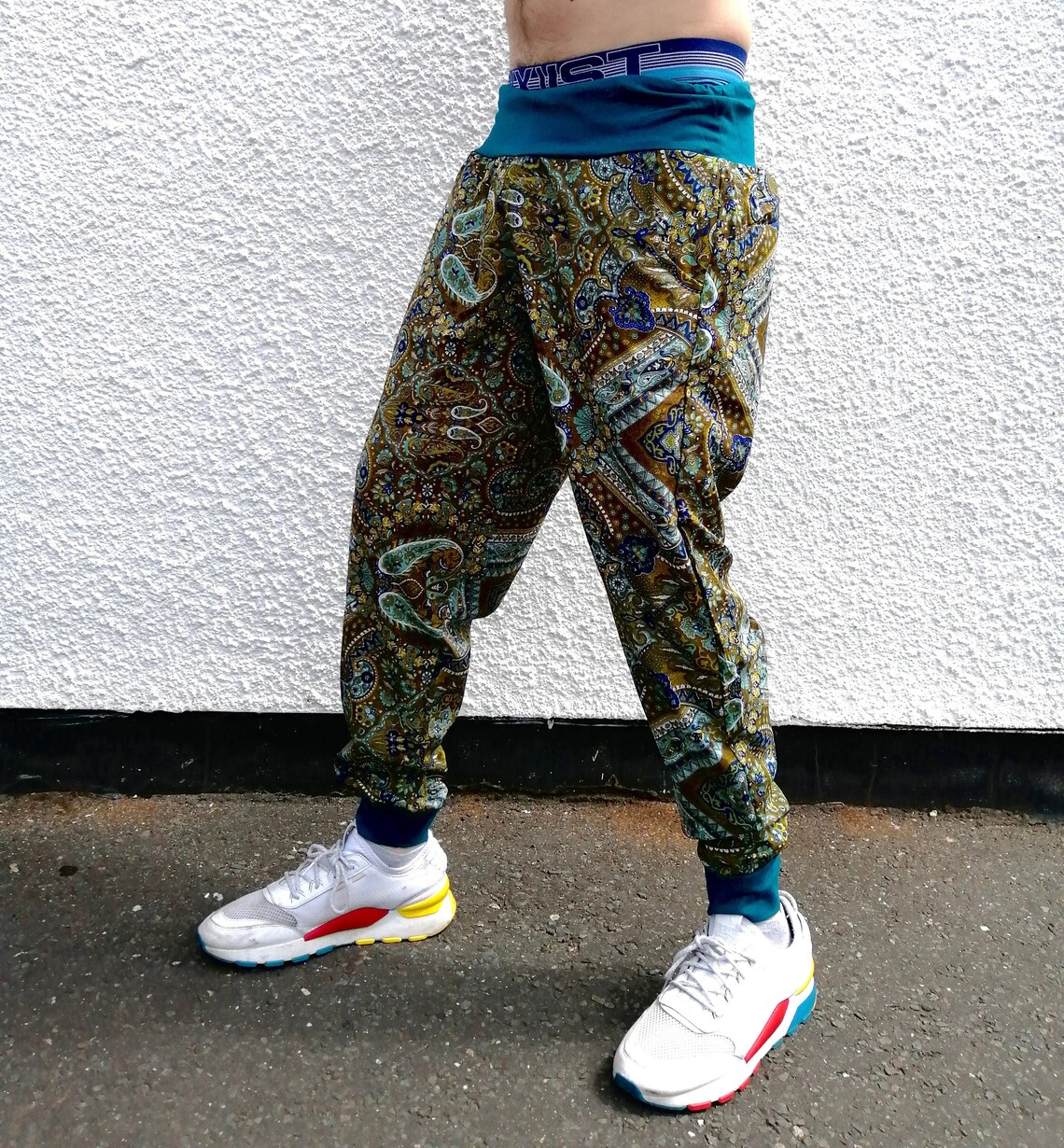 JACKFRUIT Papaya Pants - Paisley Green - Unisex Crazy Pattern Festival ...