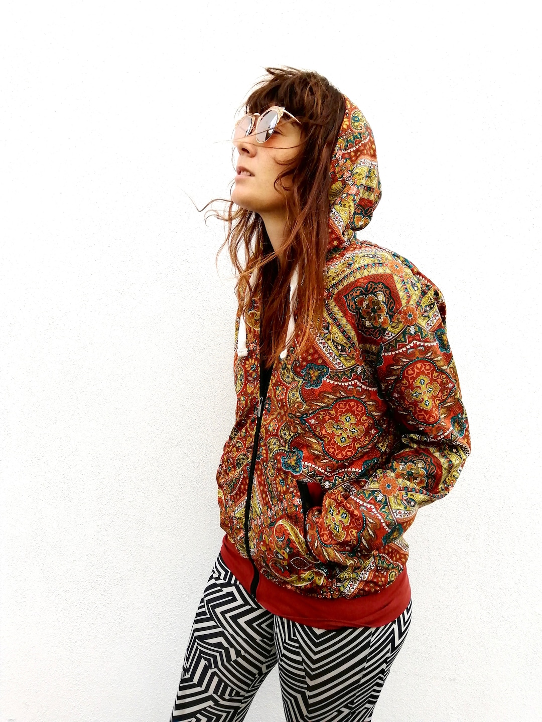 JACKFRUIT Hula Hoodie - Paisley Terracotta - Unisex - Crazy Pattern ...