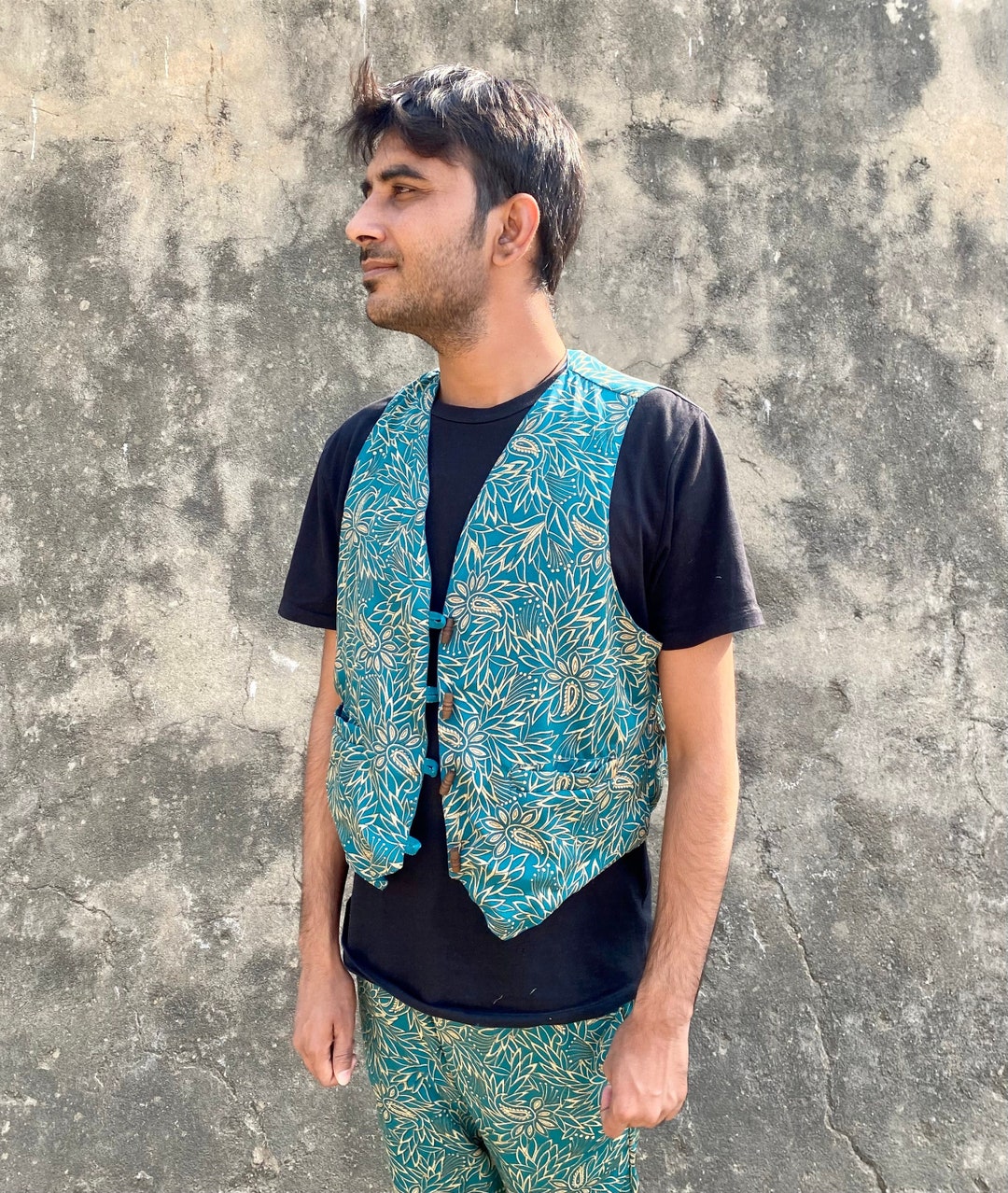 JACKFRUIT Reversible Waistcoat (men & Women) - Moonshine Blue - Aztec ...