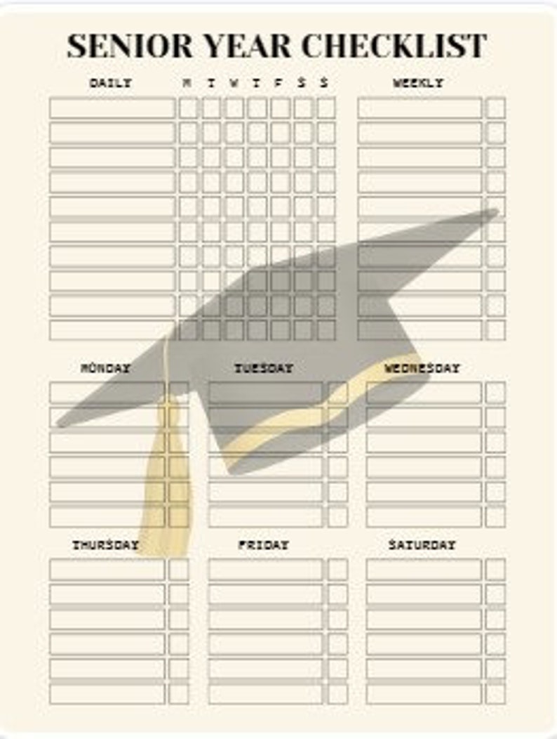 Parents' Senior Year Checklist - Etsy