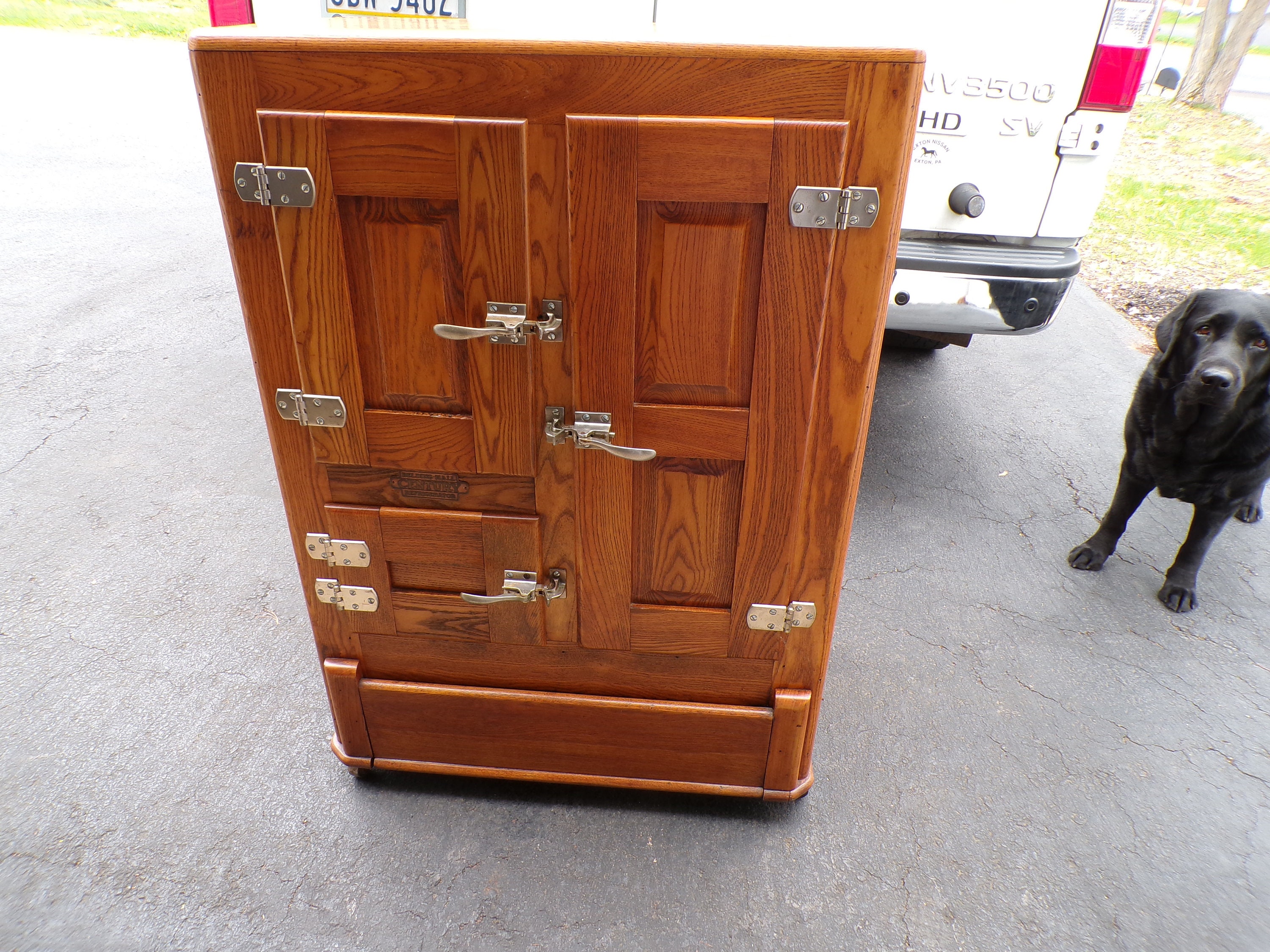 Antique Oak Ice Box Refrigerator 1900's Shipping Calculator Incorrect ...