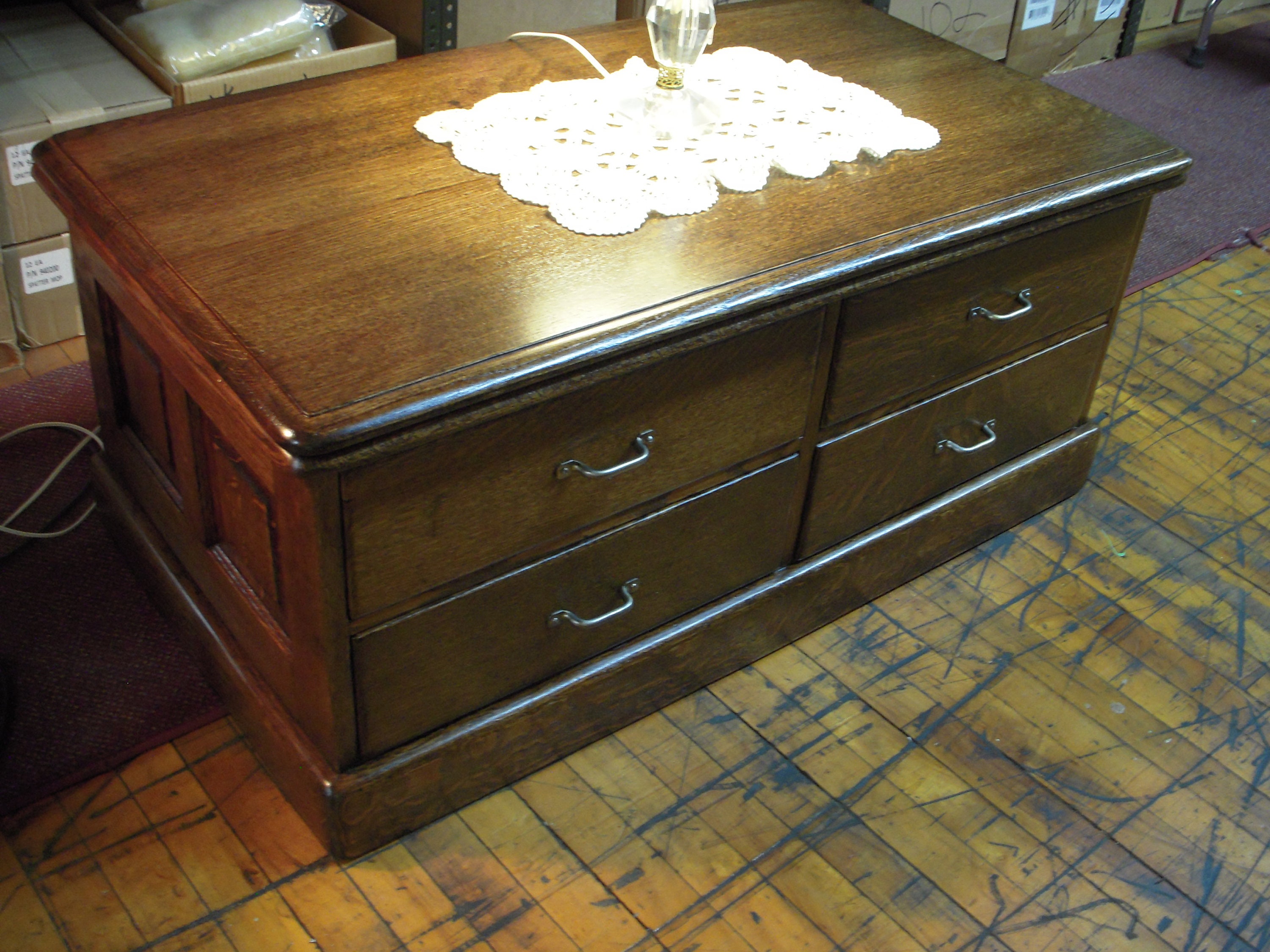 Antique Oak Coffee Table W/ Drawers 1900's Shipping - Etsy