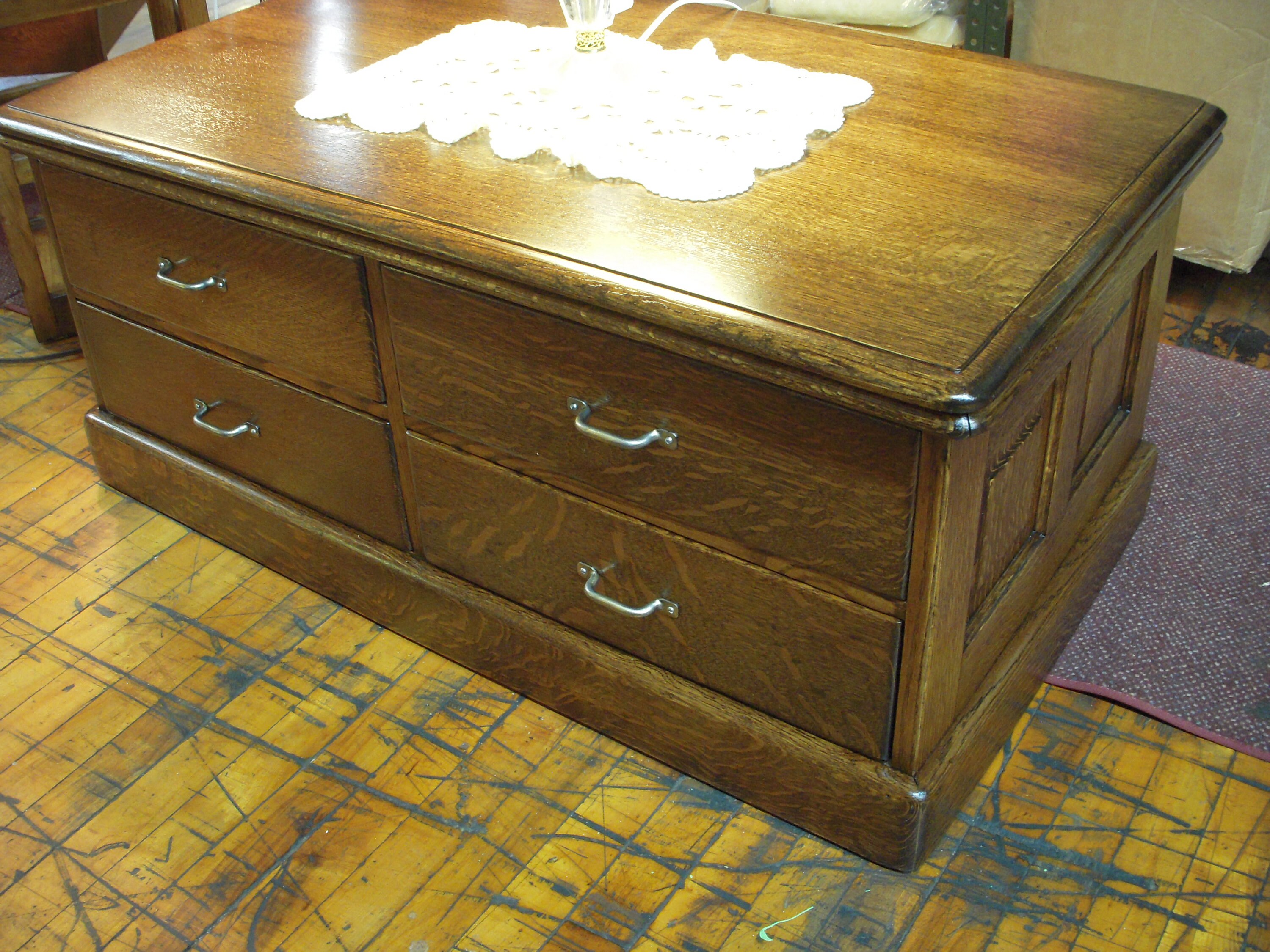 Antique Oak Coffee Table W/ Drawers 1900's Shipping - Etsy