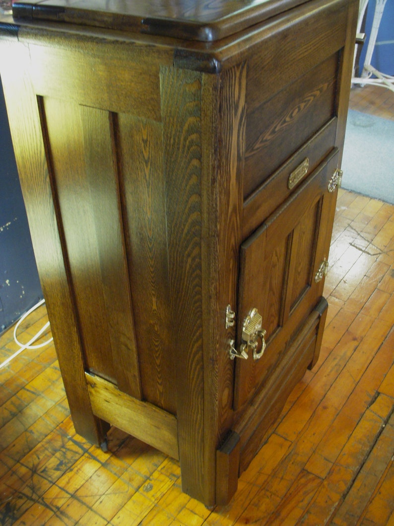 Antique Oak Ice Box 1900's 22 Wide Shipping Calculator Incorrect, Buyer ...