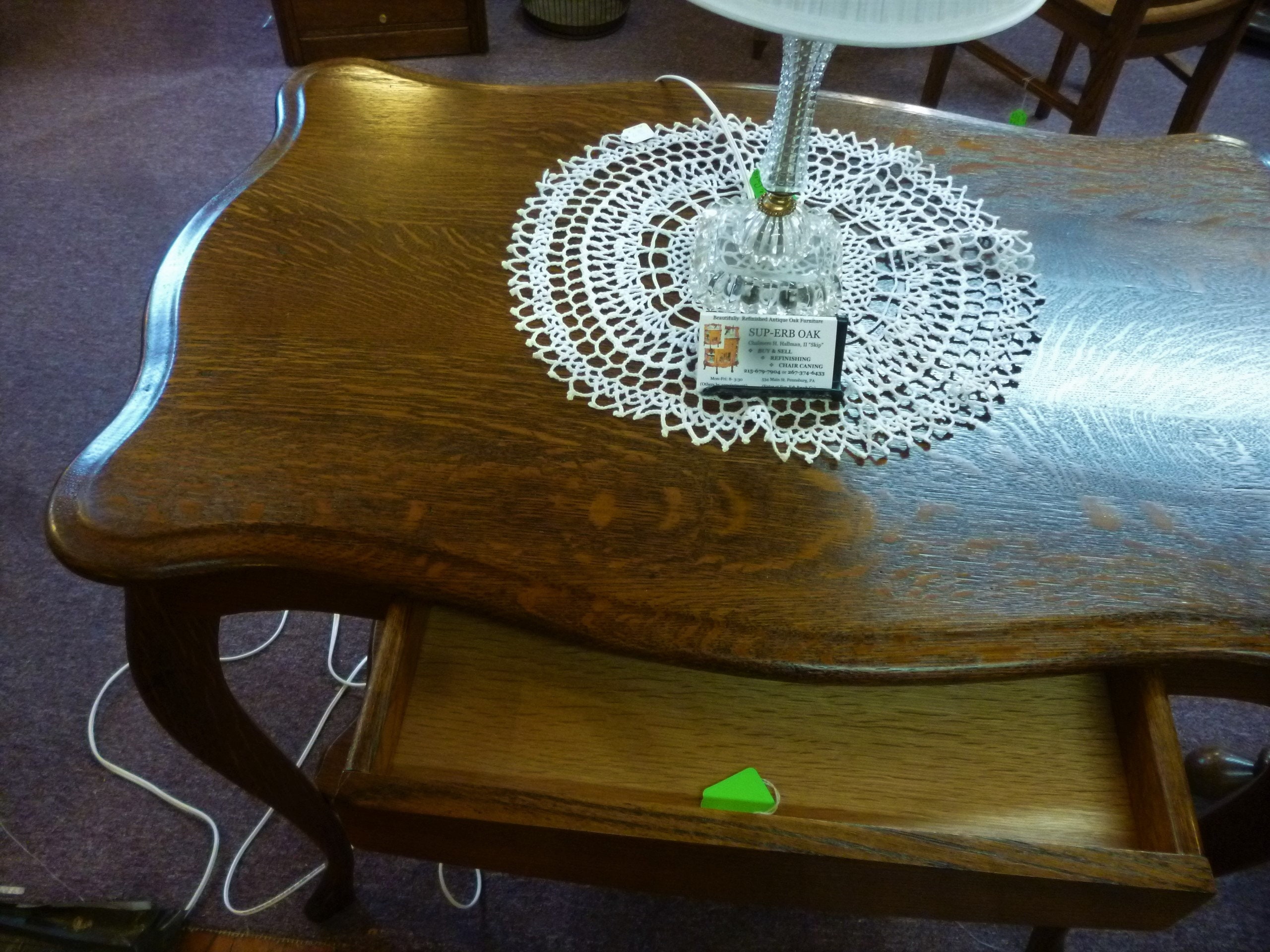 Antique Oak Desk Quarter Sawn Oak Refinished Solid...1900's W/ Drawer ...