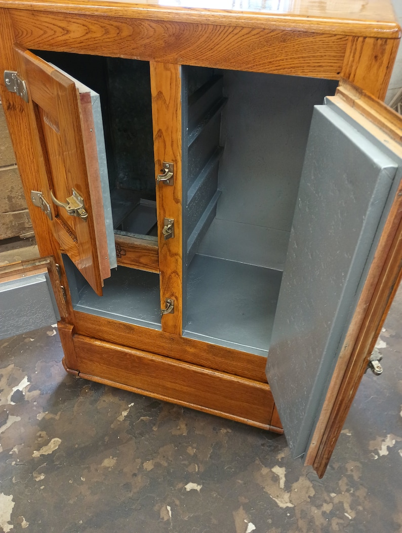 Antique Oak Ice Box Refrigerator 1900's Shipping Calculator Incorrect ...