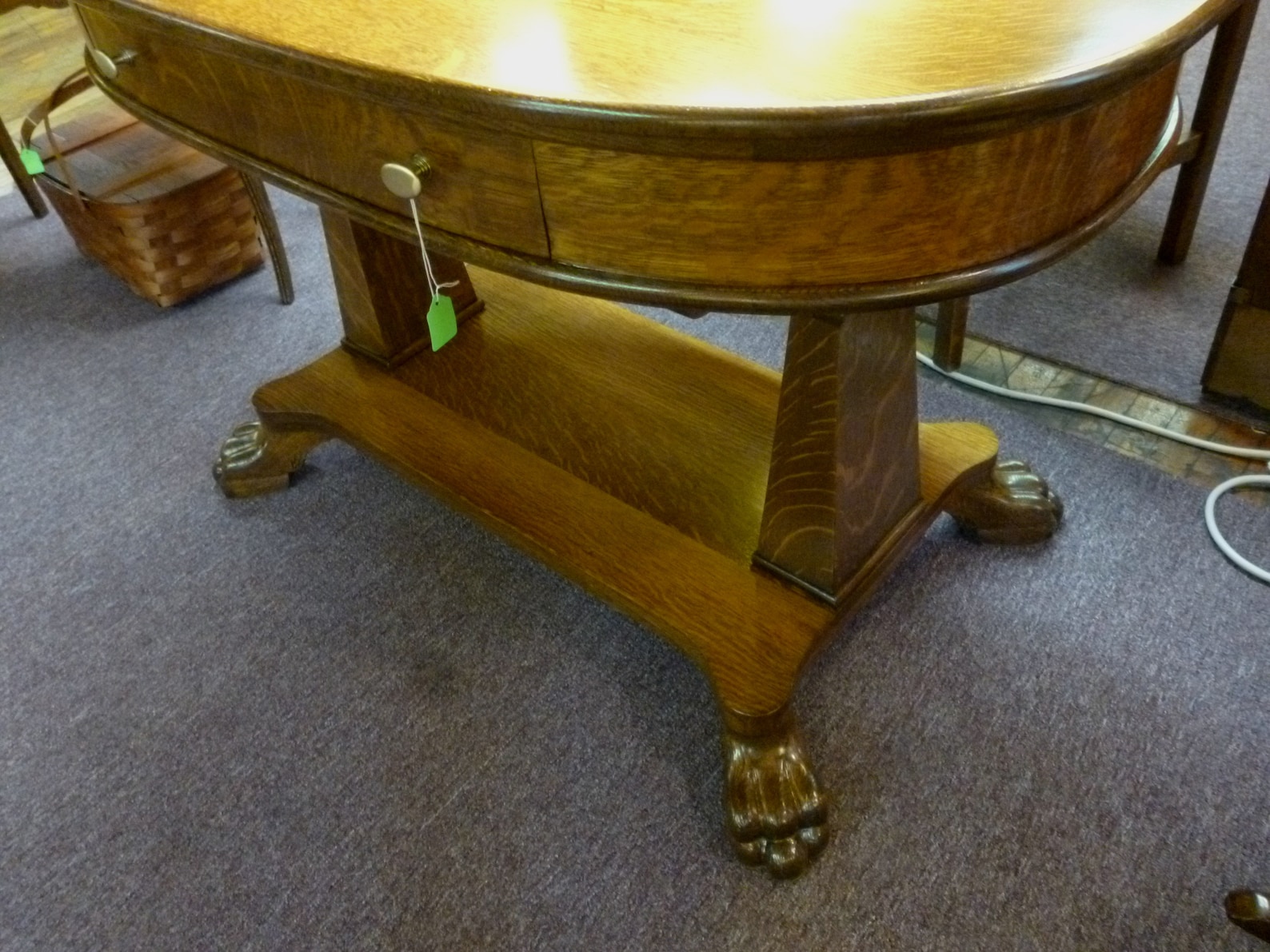 Antique Oak Desk Library table w/ drawer solid quarter sawn | Etsy