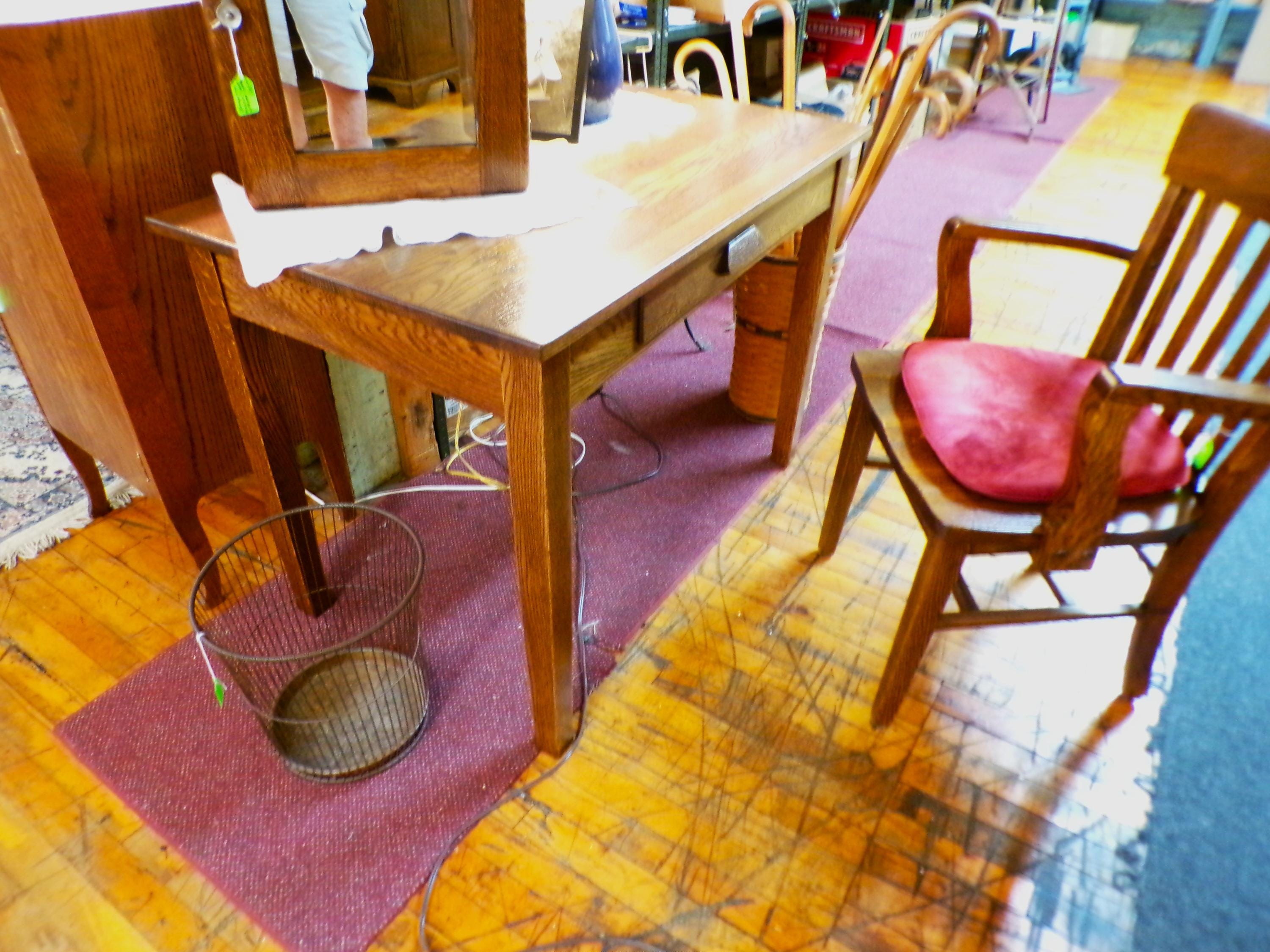 Antique Oak Mission Style Desk, Table , Librady Refinished Shipping ...