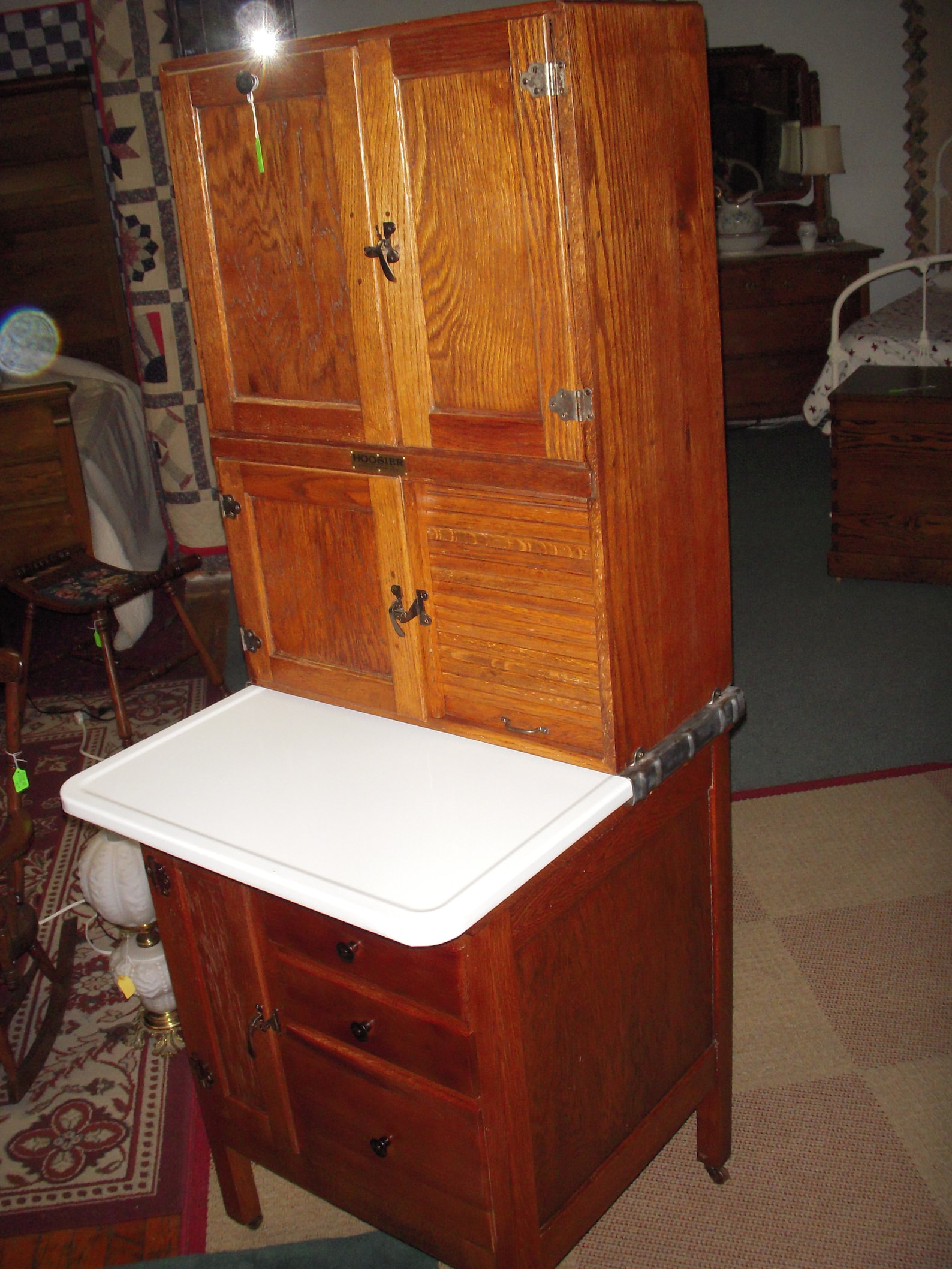 Antique Oak Hoosier Style Kitchen Cabinet 1/2 Size 26 - Etsy Antique Oak Hoosier Style Kitchen Cabinet 1/2 Size 26 - Etsy