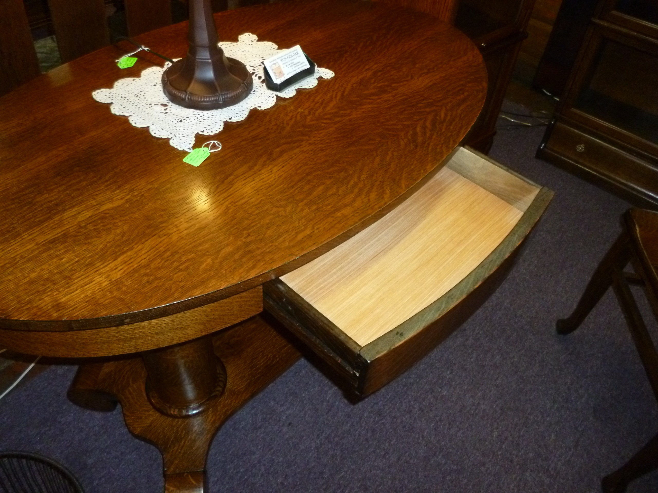 Antique Oak Library Table Desk W/ Drawer Refinished 1900's Oval Top ...