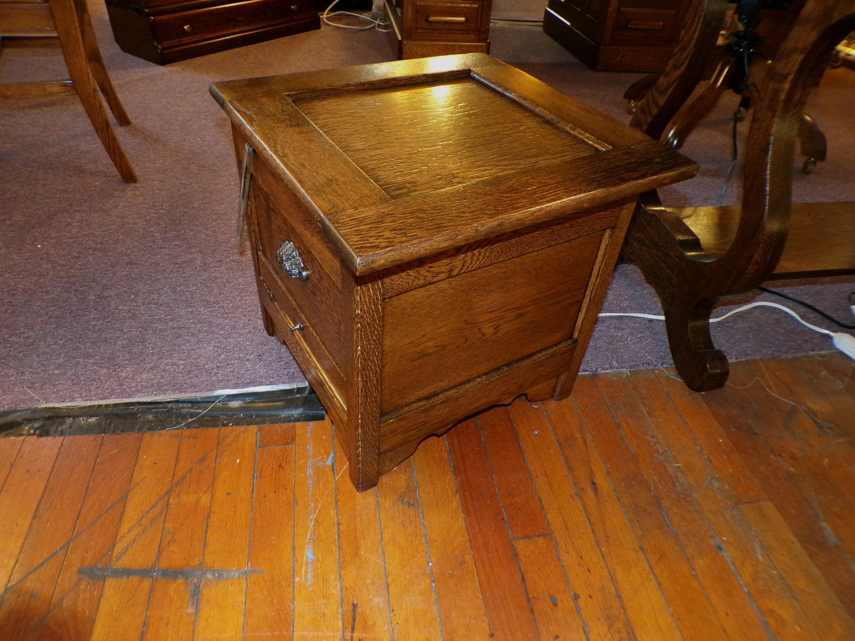 Antique Oak Potty Commode Toilet Refinished Drawer on Side Enamelware ...