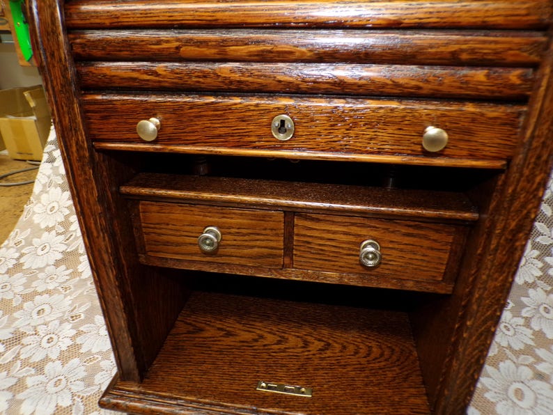 Antique Oak Desk Top Cabinet Postmaster, Humidor, Salesmans Sample ...