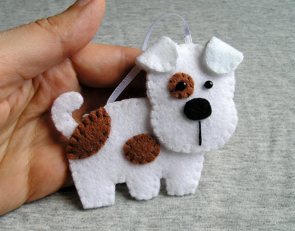 Felt Dog Ornament - Felt Animals - Cute Dog - Russell Terrier ...