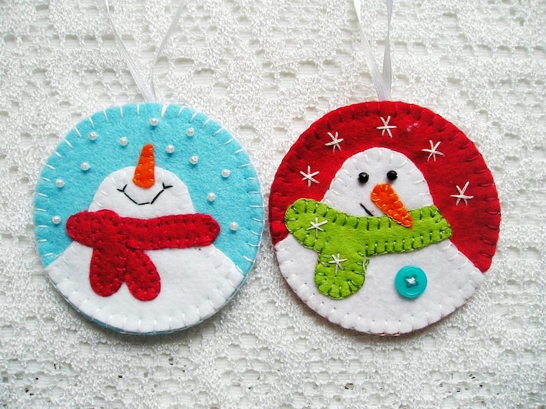 Christmas Tree Ornaments Felt Snowman Home Decor Felt - Etsy