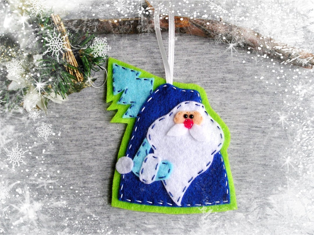 Santa Claus Christmas Felt Ornament, Christmas Tree Ornament, Cute ...