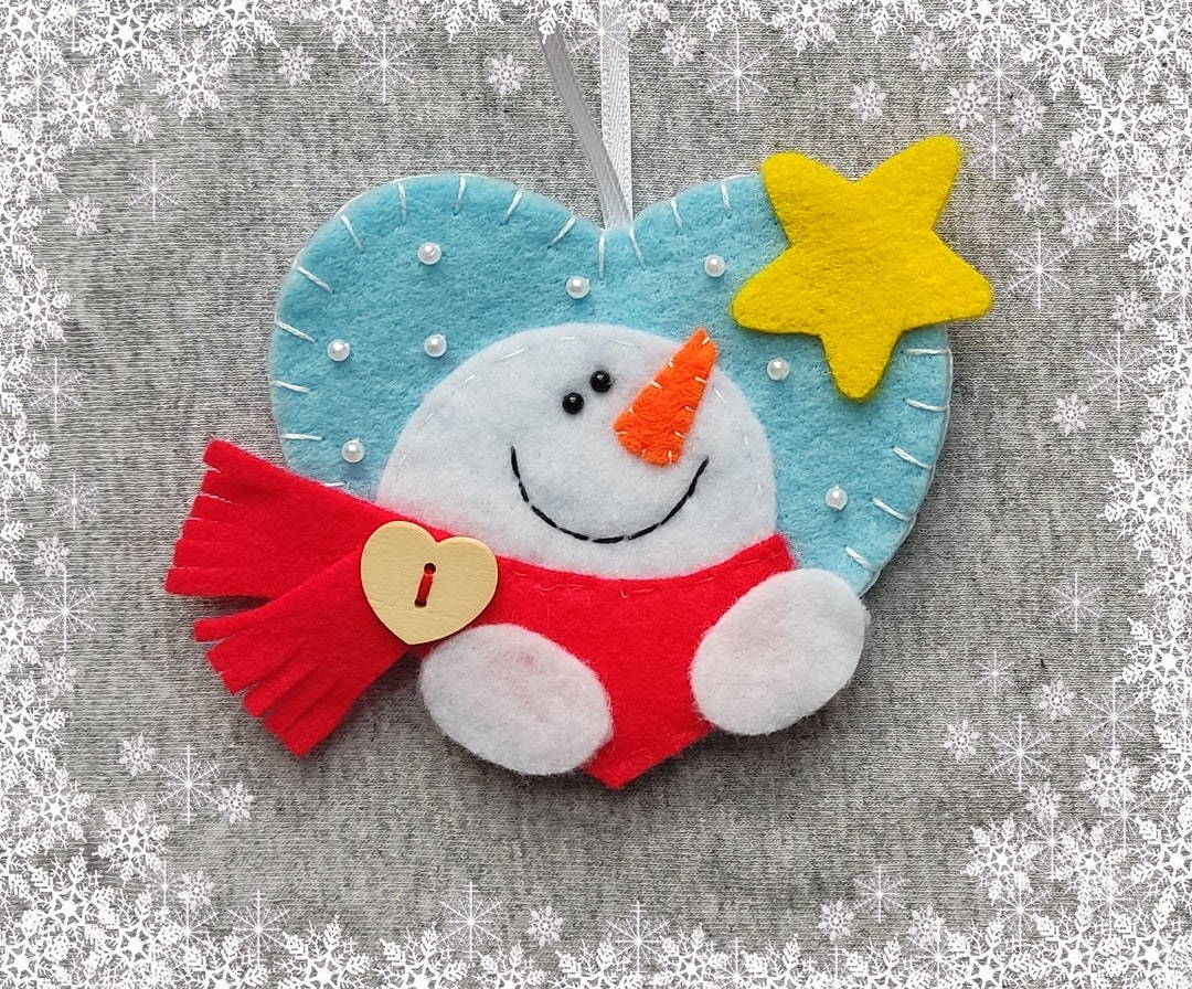 Christmas Ornament, Snowman Heart, Felt Ornaments, Christmas Decor ...
