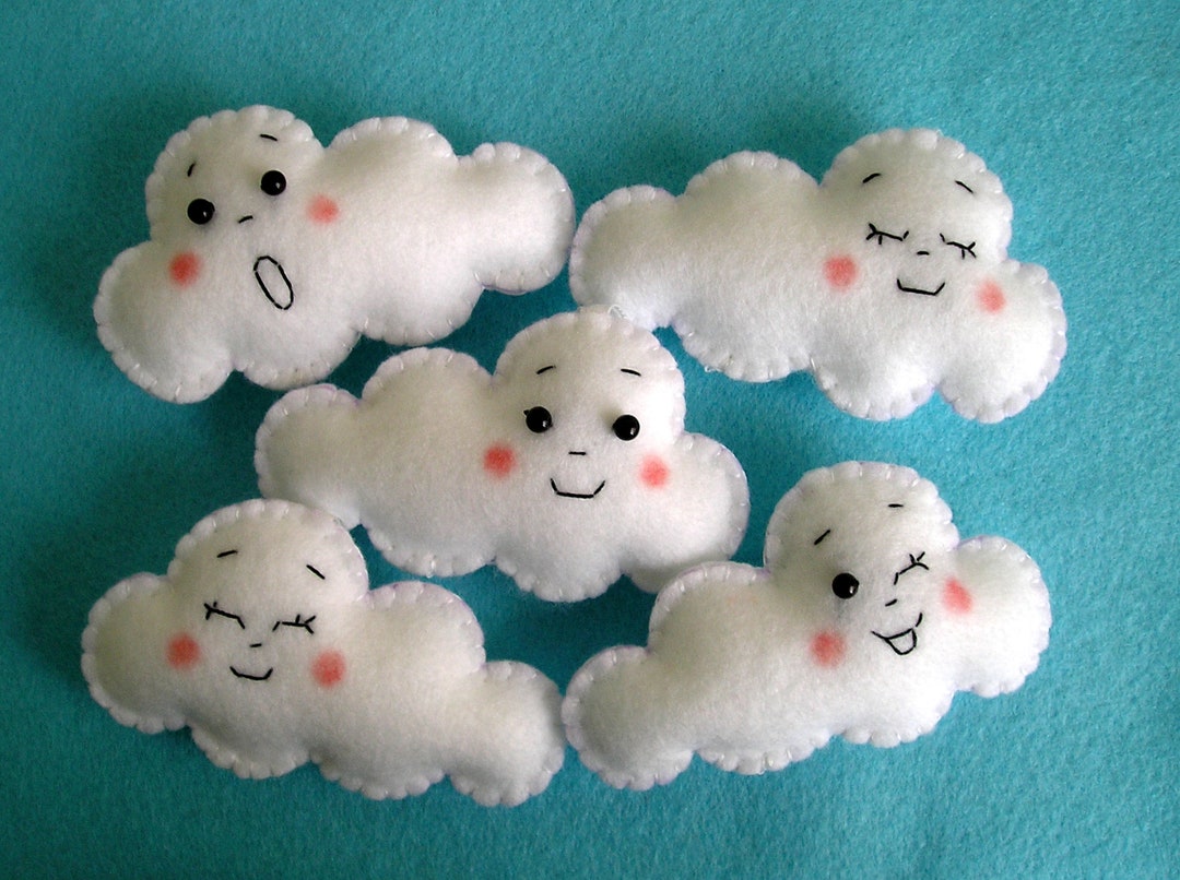 Clouds Felt Ornament - Mobile Hanging Clouds - Funny Clouds - Home ...