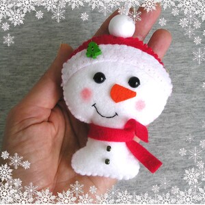 Snowman Christmas Tree Ornament - Felt Snowman Decor - Snowman Figure ...