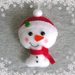 Snowman Christmas Tree Ornament - Felt Snowman Decor - Snowman Figure ...