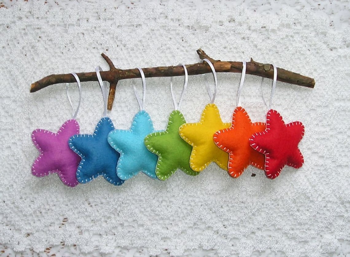 Felt Stars Felt Ornaments Stars Ornament Rainbow | Etsy