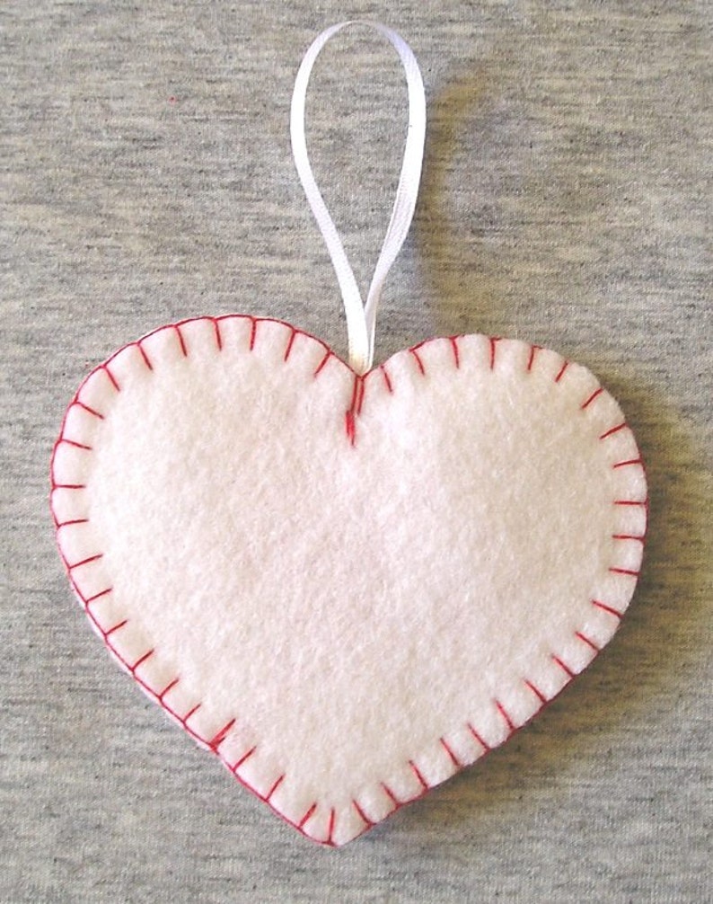 Felt Heart Ornament Red Heart Felt Flowers Valentines | Etsy