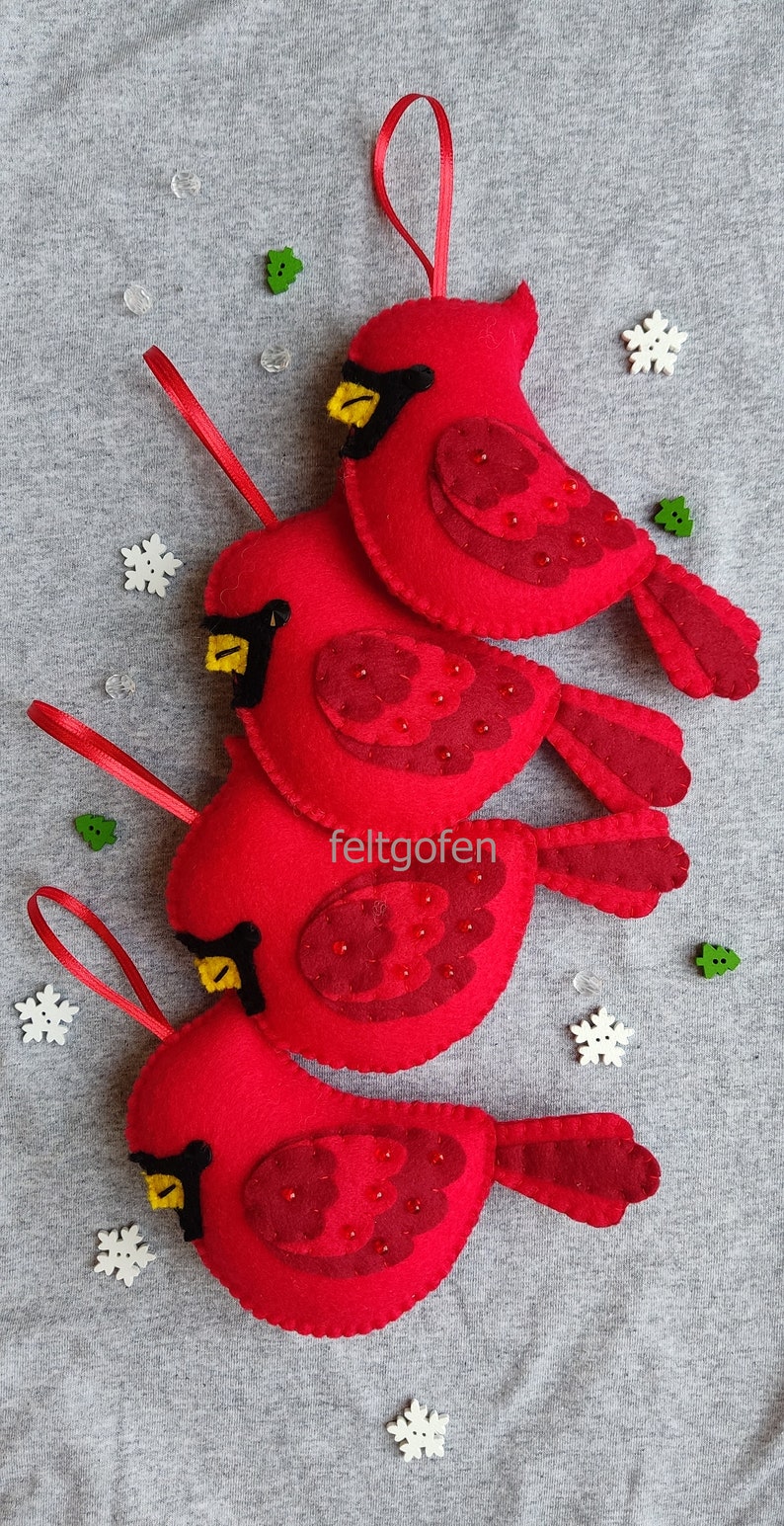 Cardinal Bird Christmas Ornament Christmas Felt Decor - Etsy