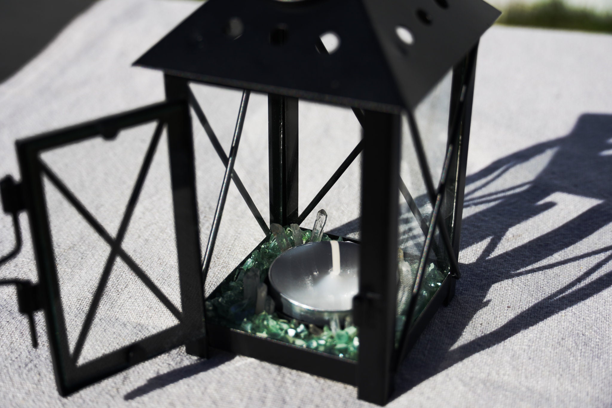 Small Black Lantern With Clear Quartz Points That Can Serve as a ...
