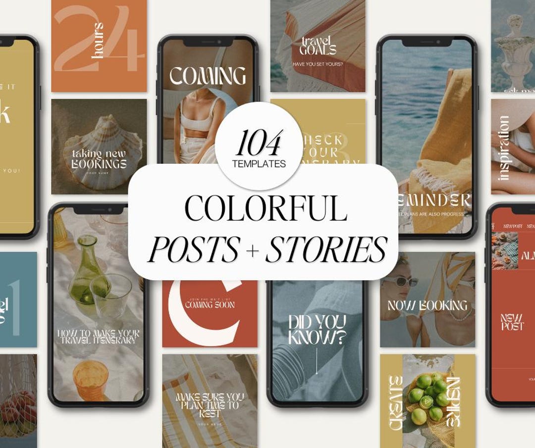 Instagram Templates Colorful Social Media for Digital Nomad 104 Post ...
