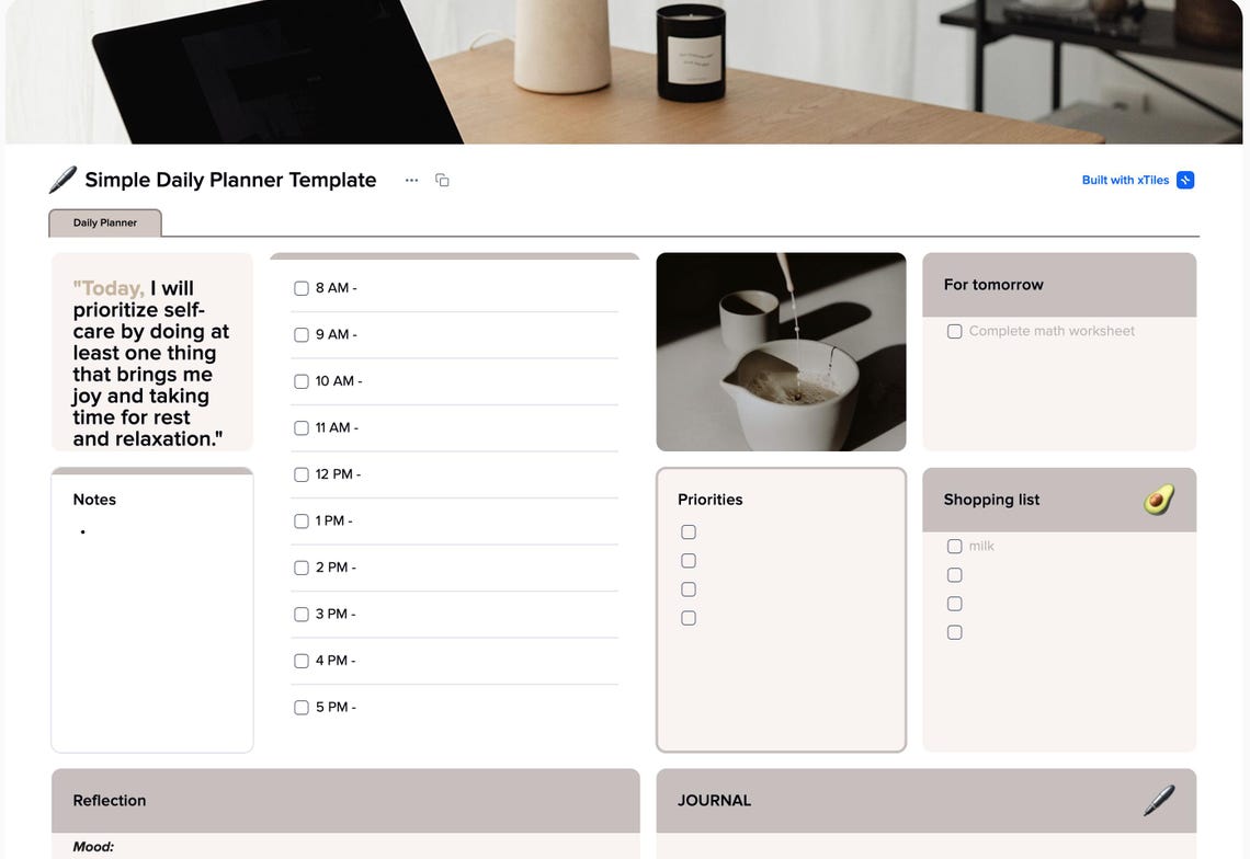 Xtiles Template Simple Daily Digital Planner for X Tiles Template Daily ...