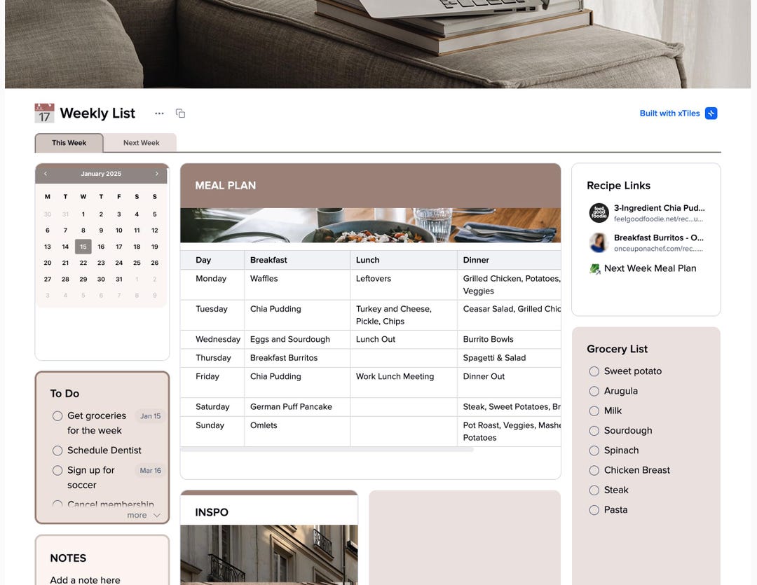 Xtiles Template Planner Weekly List Digital Planner for X Tiles ...