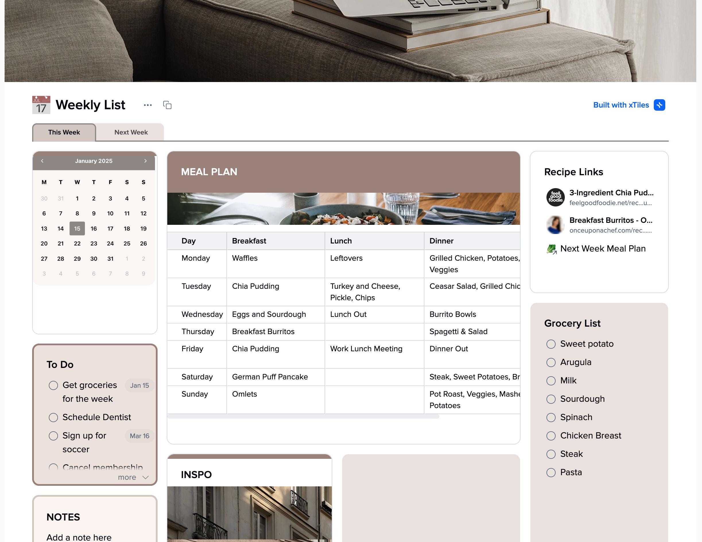 Xtiles Template Planner Weekly List Digital Planner for X Tiles Template Daily Planning Digital ...