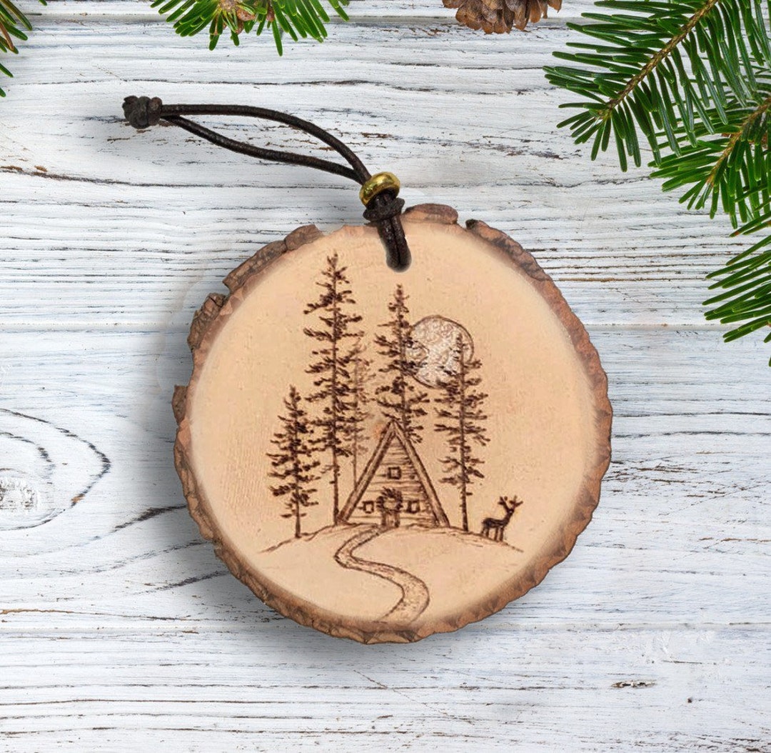 A-frame Cabin Wood Burned Ornament - Etsy