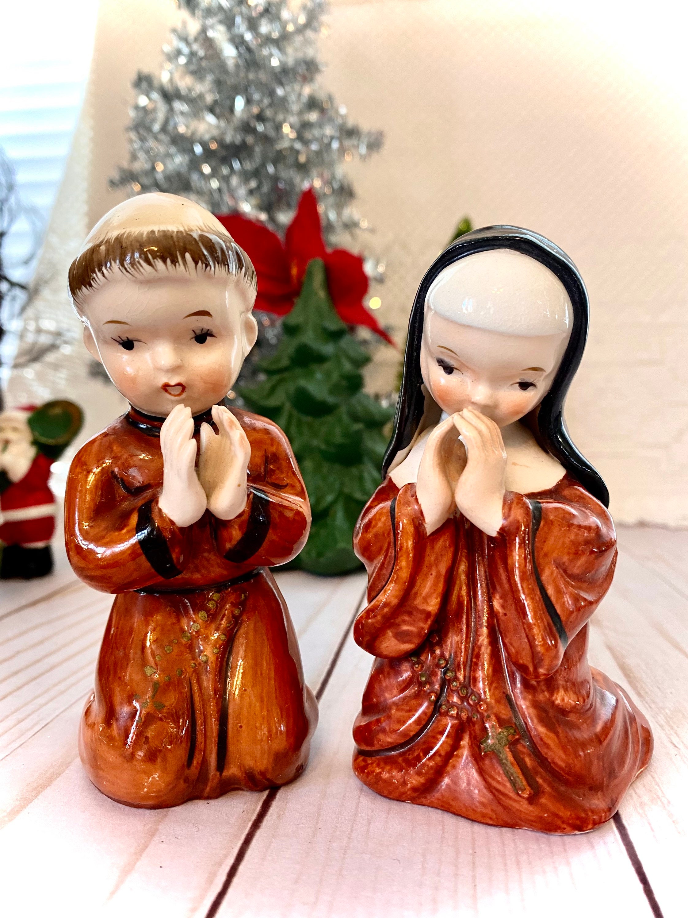 Praying Nun & Monk Porcelain Ardalt Lenwile Artware Figures - Etsy