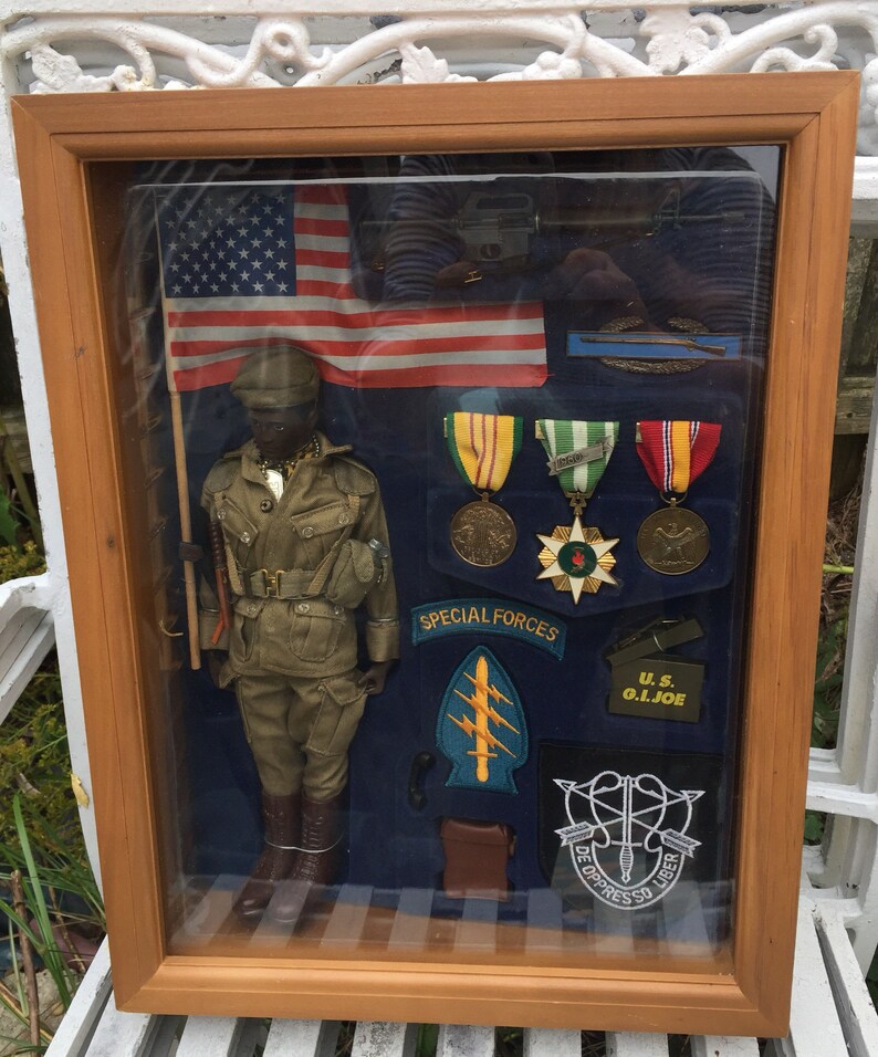 RARE US GI Joe 12 Army Special Forces Shadow Box African American, W ...