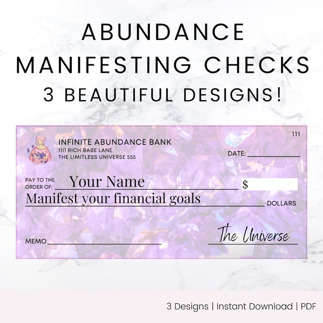 Printable Abundance Checks for Vision Boards | Law of Attraction ...