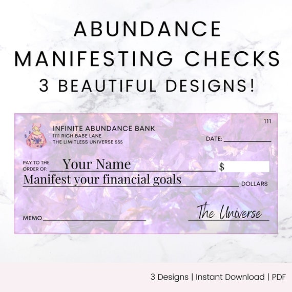 Printable Abundance Checks for Vision Boards Law of | Etsy