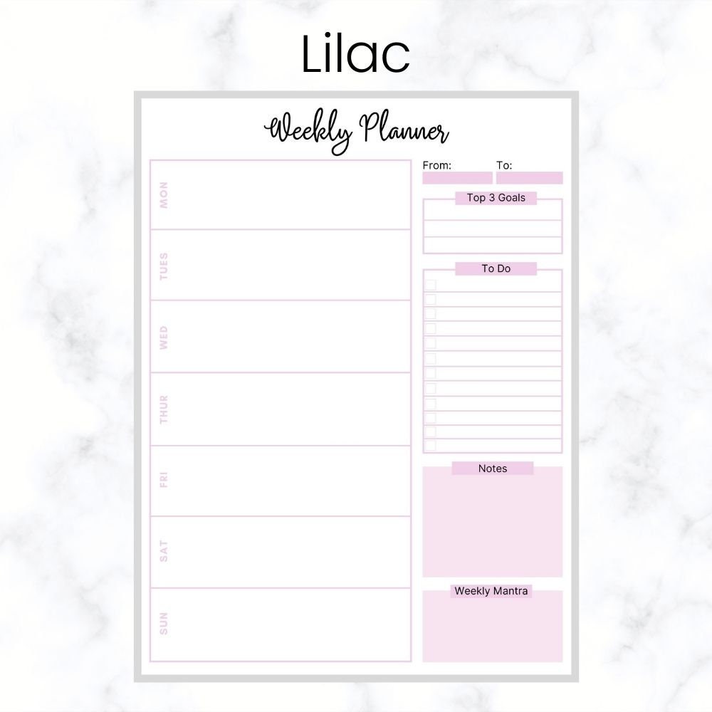 Weekly Planner Printable / 2 Colors Lilac & Blue / Instant Download ...