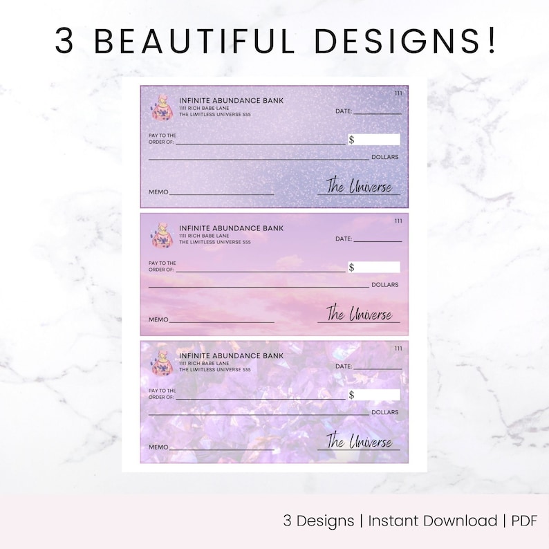 Printable Abundance Checks for Vision Boards | Law of Attraction ...