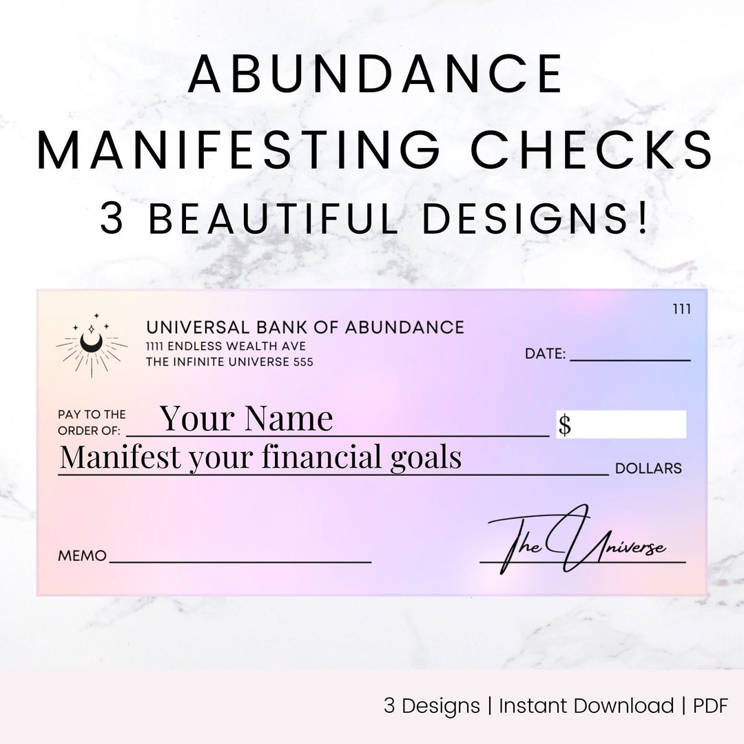 Abundance Checks for Vision Board & Money Manifestation (digital ...