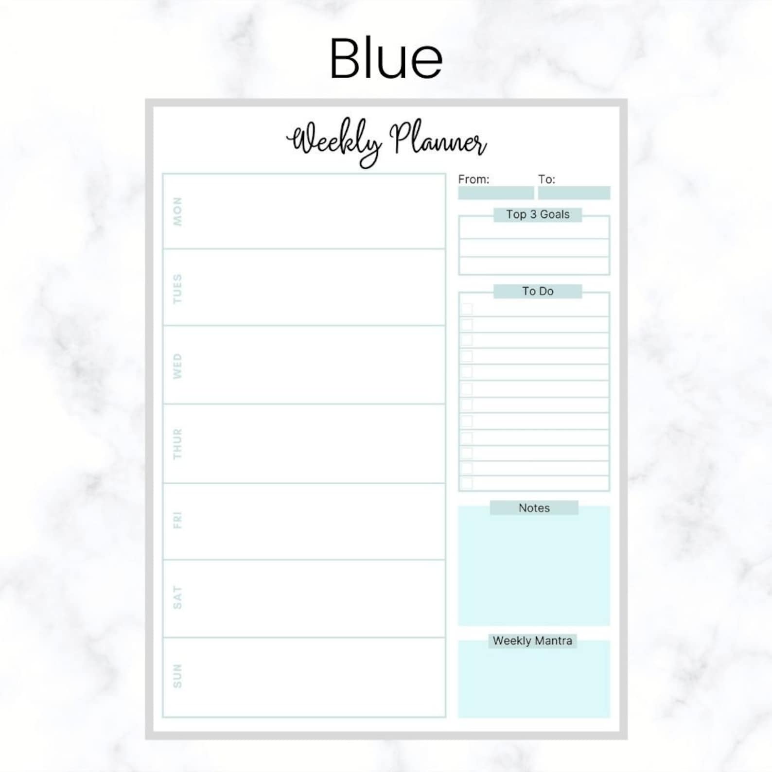 Weekly Planner Printable / 2 Colors Lilac & Blue / Instant Download ...