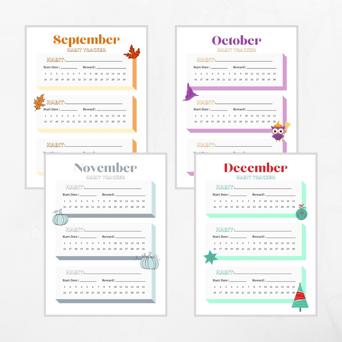 12 Month 30 Day Habit Tracker/goal Planner Printable Bundle - Etsy