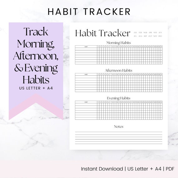 Printable Habit Tracker Routine Tracker Daily Habt Tracker - Etsy