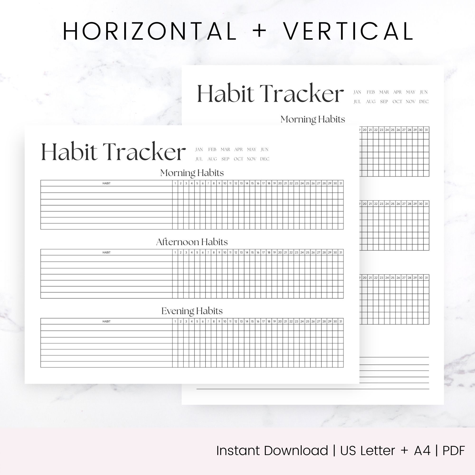 Printable Habit Tracker, Routine Tracker, Daily Habt Tracker, Monthly ...