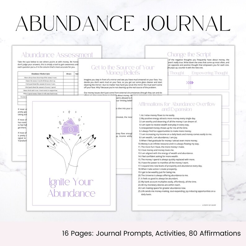 Money Manifestation Journal + Affirmations + Abundance Checks, Law of ...