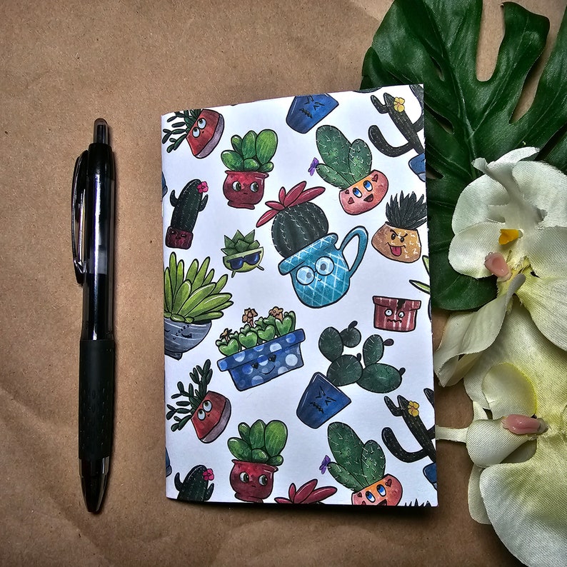 Succulent & Cactus Mini Handmade Notebook - Etsy