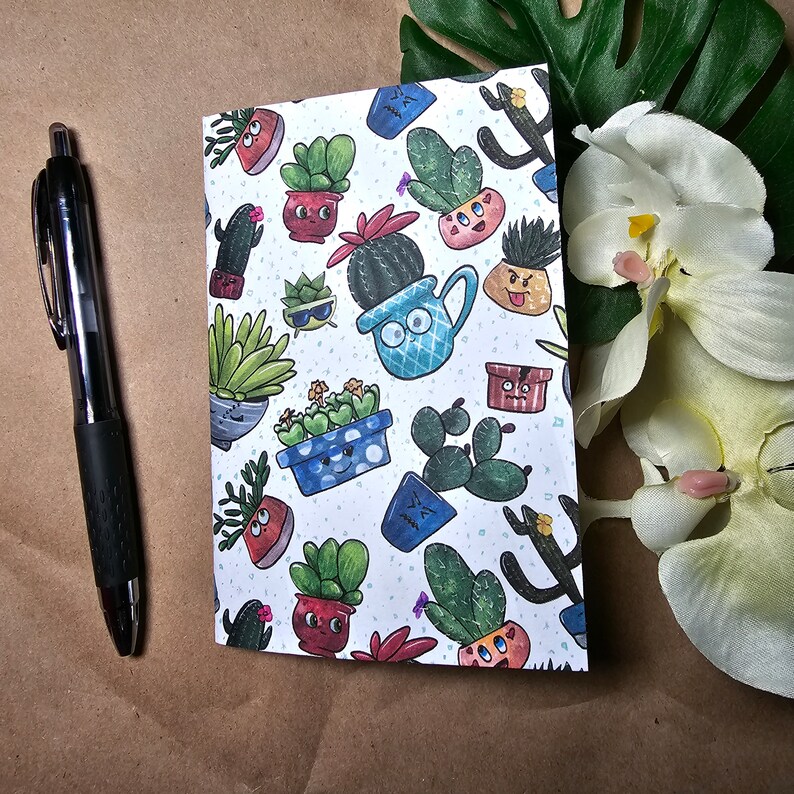 Succulent & Cactus Mini Handmade Notebook - Etsy