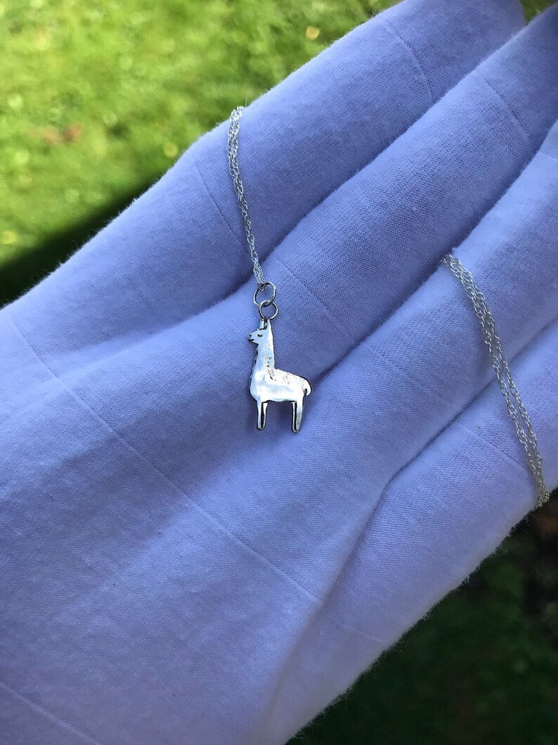 Llama Necklace Sterling Silver Llama Charm Pendant With Rope - Etsy