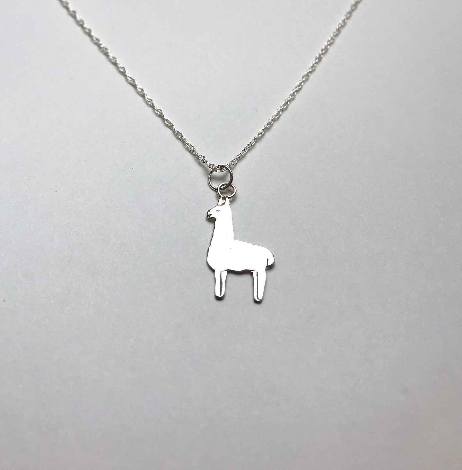 Llama Necklace Sterling Silver Llama Charm Pendant With Rope - Etsy