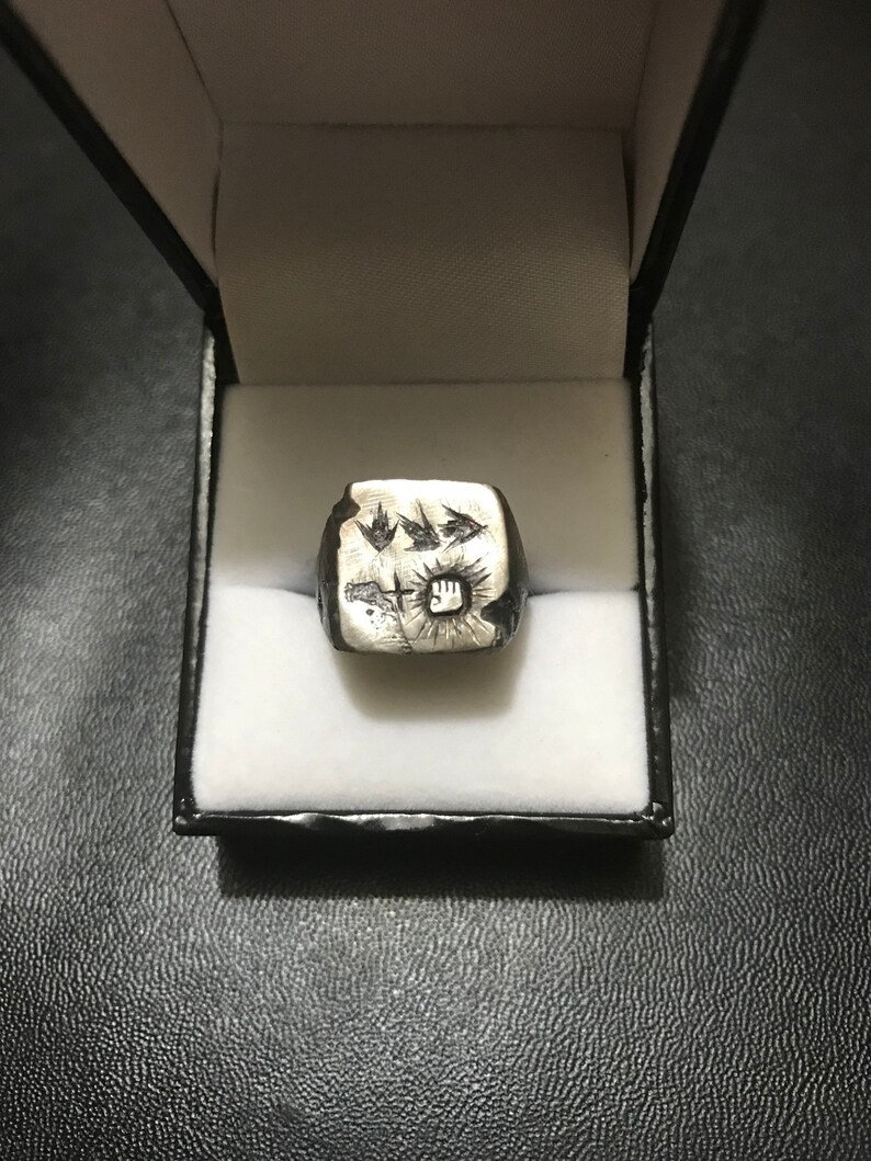 Signet Ring Hadouken Button Combo Signet Ring - Etsy