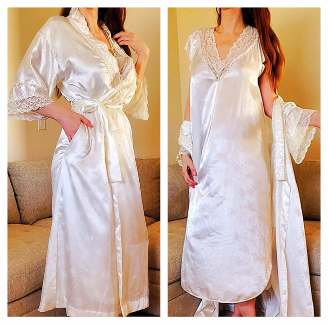 Dior Nightgown & Robe Set Ivory Medium Negligee/dressing Gown Bridal ...